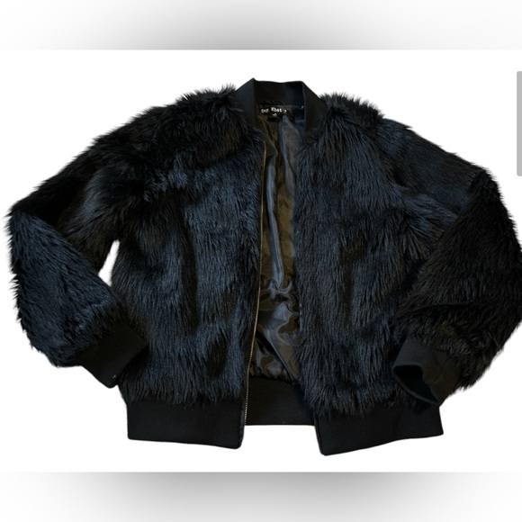 Say What? | Jackets & Coats | Black Fur Bomber Jacket | Poshmark